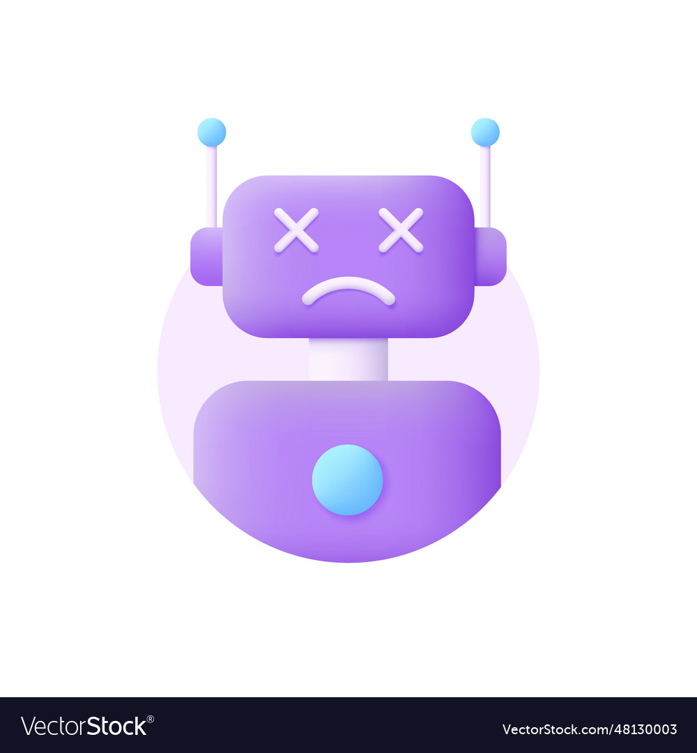 3d broken bot isolated Royalty Free Vector Image