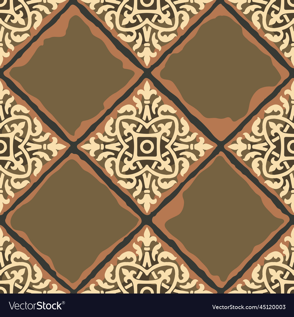 Ancient ceramic tile seamless pattern wall Vector Image