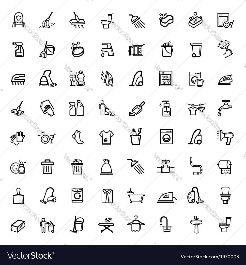 Black cleaning icons set Royalty Free Vector Image Black cleaning icons set Royalty Free Vector Image
