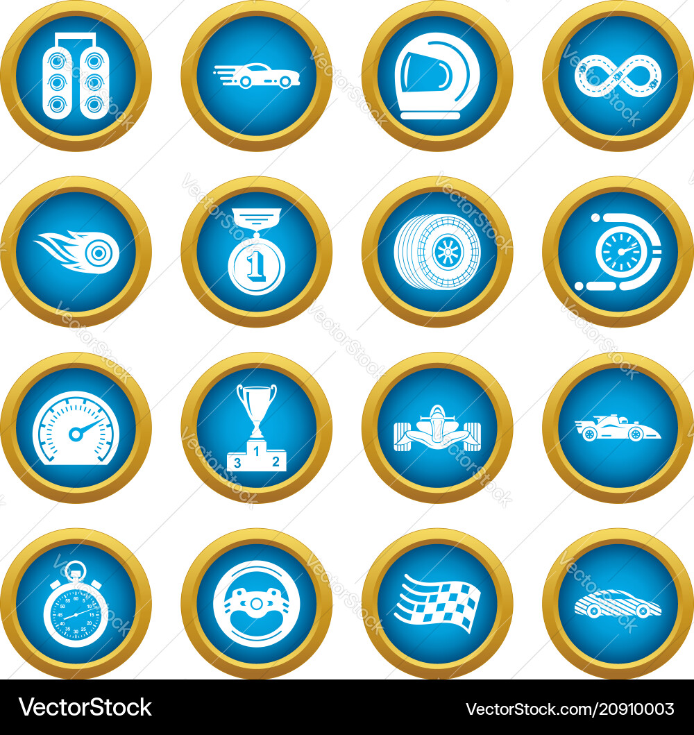 Car race icons set simple style Royalty Free Vector Image