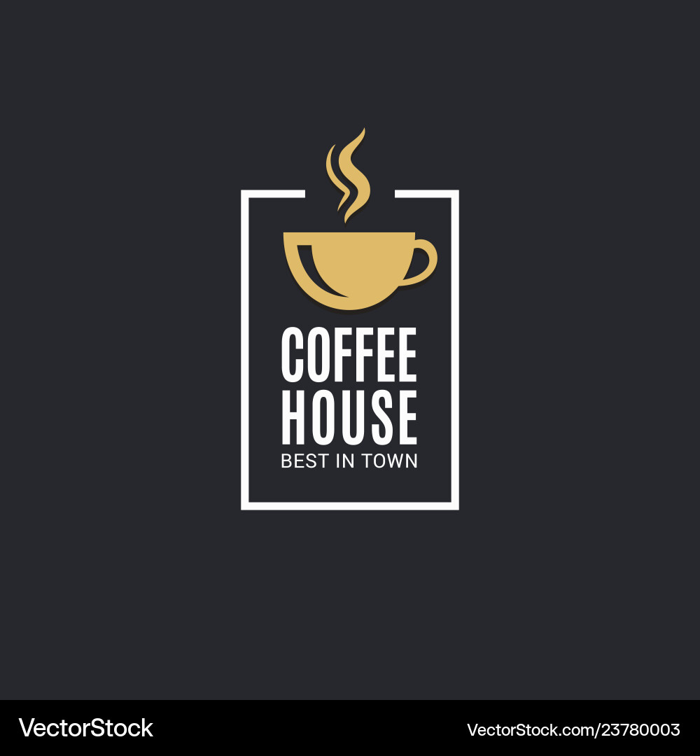 Coffee cup logo house label on black Royalty Free Vector