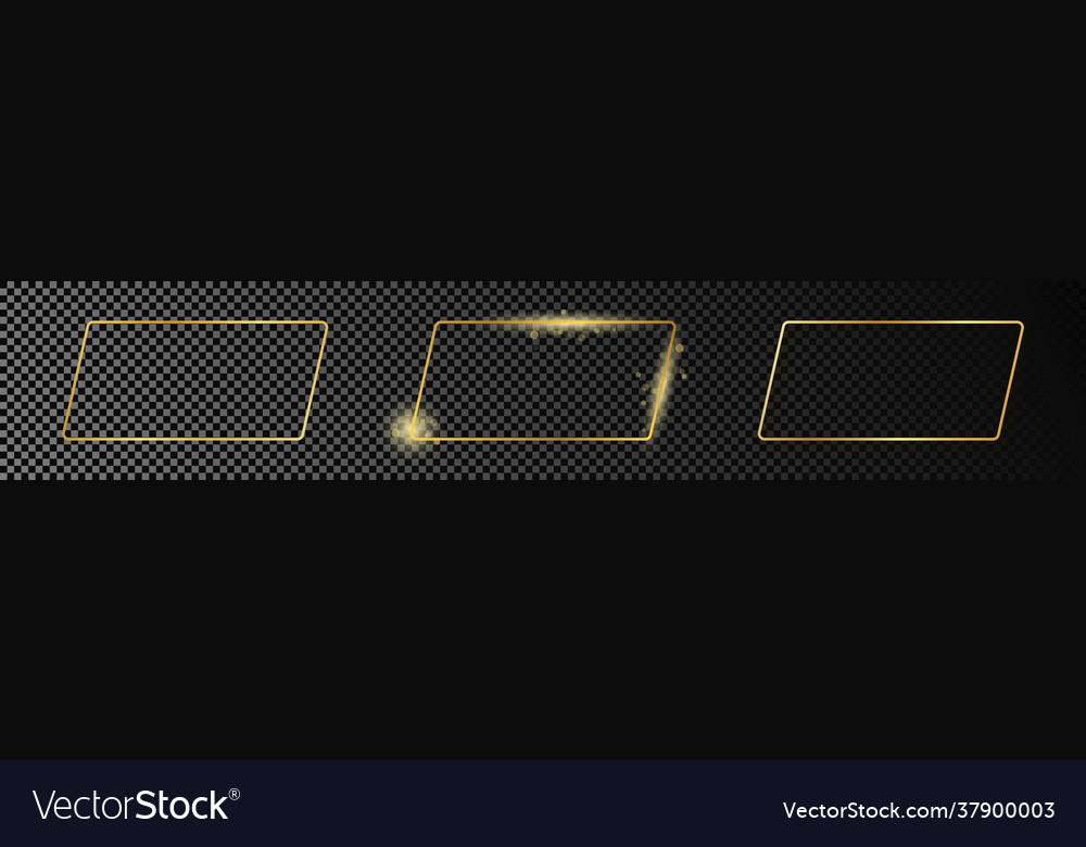 Gold glowing rounded rectangular shape frame Vector Image