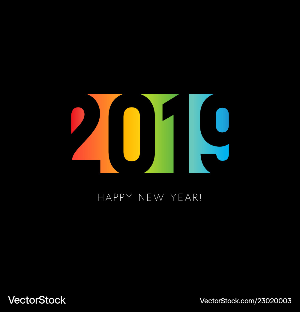 Happy new 2019 year sign colorful negative space Vector Image