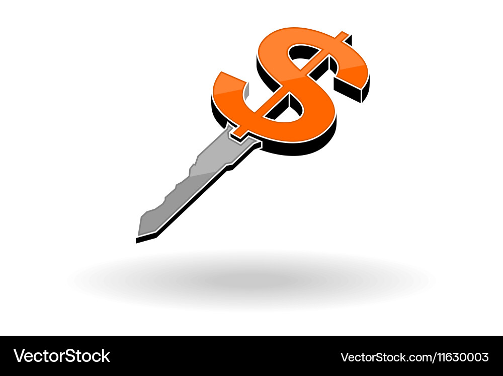 Key for money and 3d icon Royalty Free Vector Image