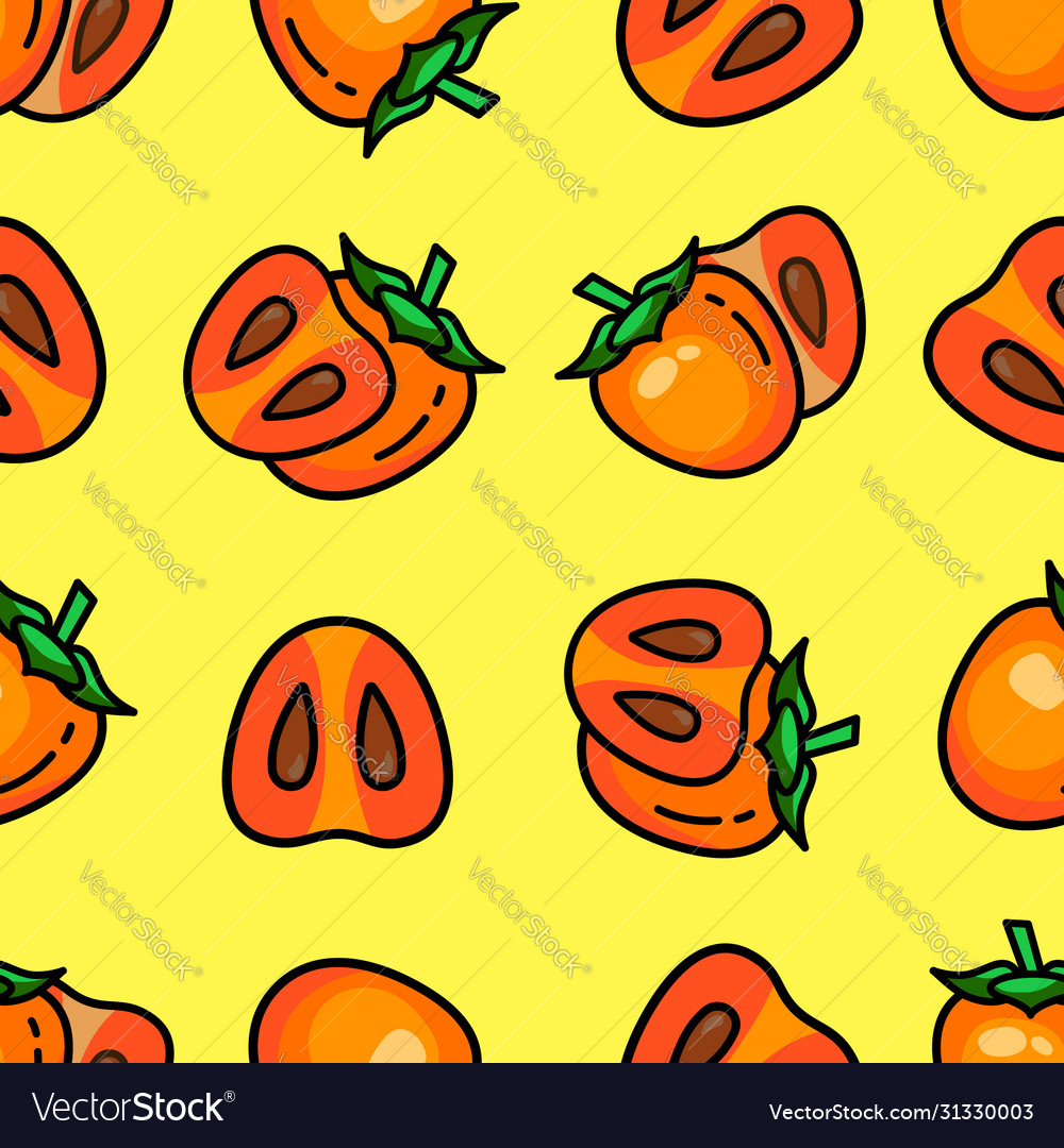 Persimmon seamless pattern Royalty Free Vector Image