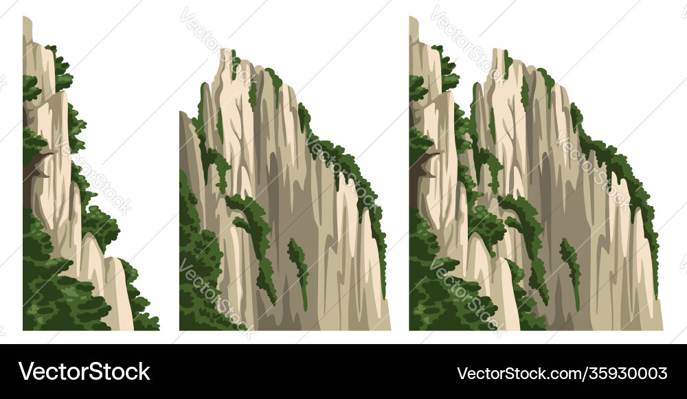 Realistic chinese mountain rock isolated Vector Image