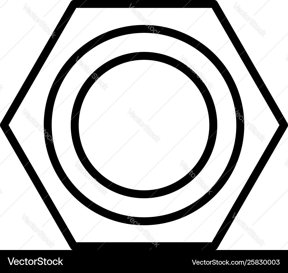 Steel nut top view icon outline style Royalty Free Vector