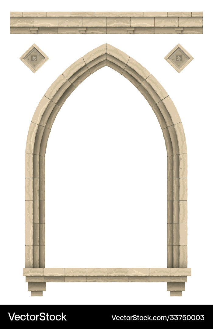 Stone beige antique gothic castle or temple arch Vector Image