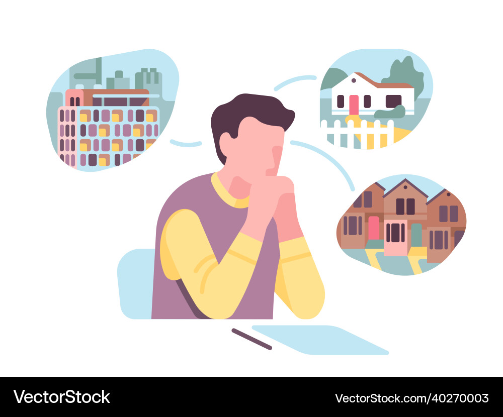 Think and choose man dreamer sitting at table Vector Image