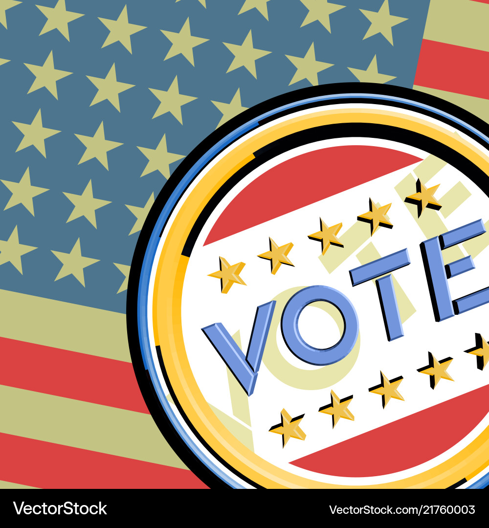 Vote emblem and american flag Royalty Free Vector Image