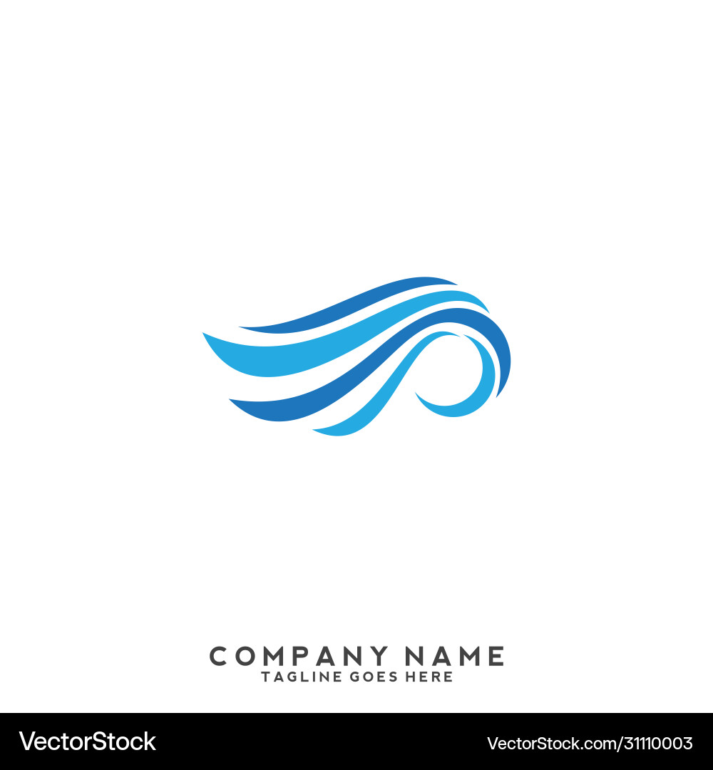 Water wave symbol and icon logo template Vector Image