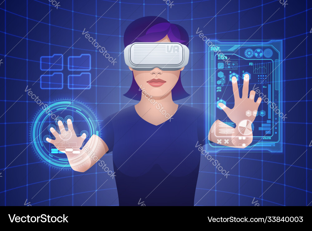 Young pretty woman wearing virtual reality Vector Image