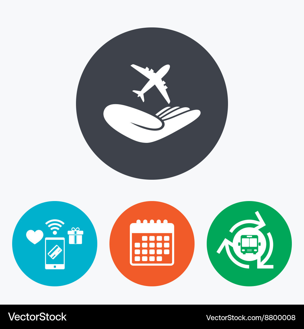 Flight insurance sign hand holds plane Royalty Free Vector
