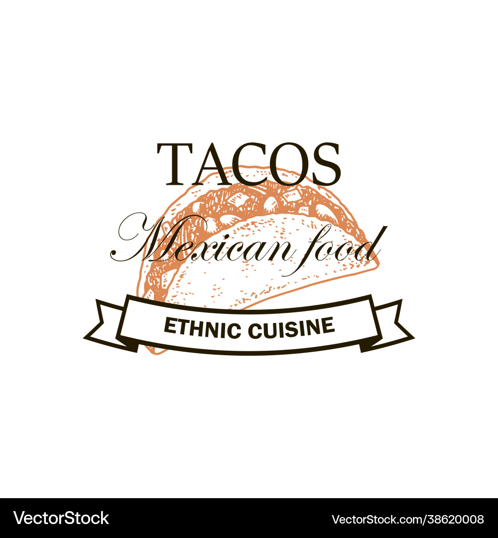 Hand drawn taco logo isolated on white background Vector Image