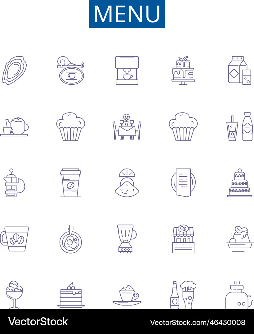 Menu line icons signs set design collection Vector Image