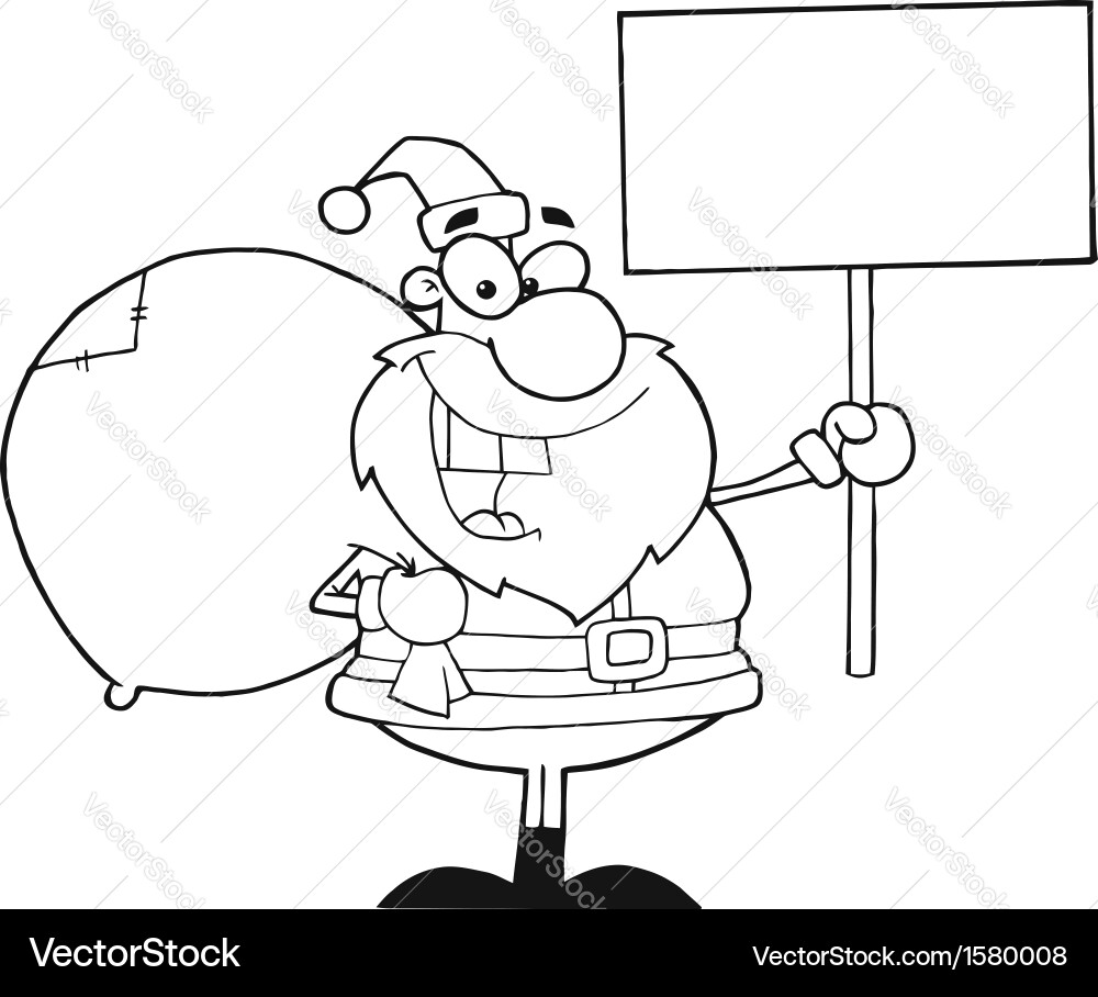 Santa with sign cartoon Royalty Free Vector Image