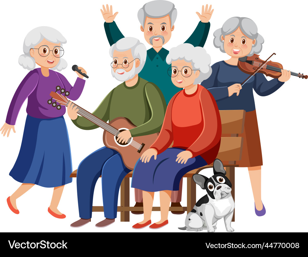 Senior people playing musical instrument Vector Image