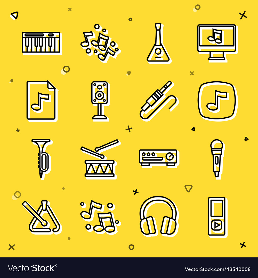Set line music player microphone note tone Vector Image Set line music player microphone note tone Vector Image