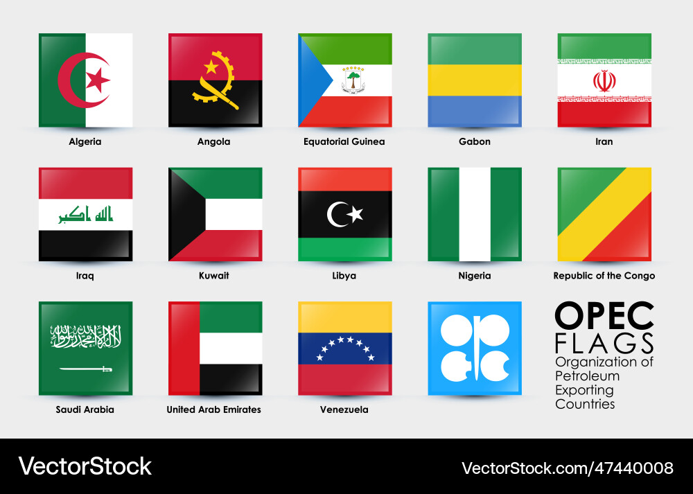 Set of opec 13 countries Royalty Free Vector Image