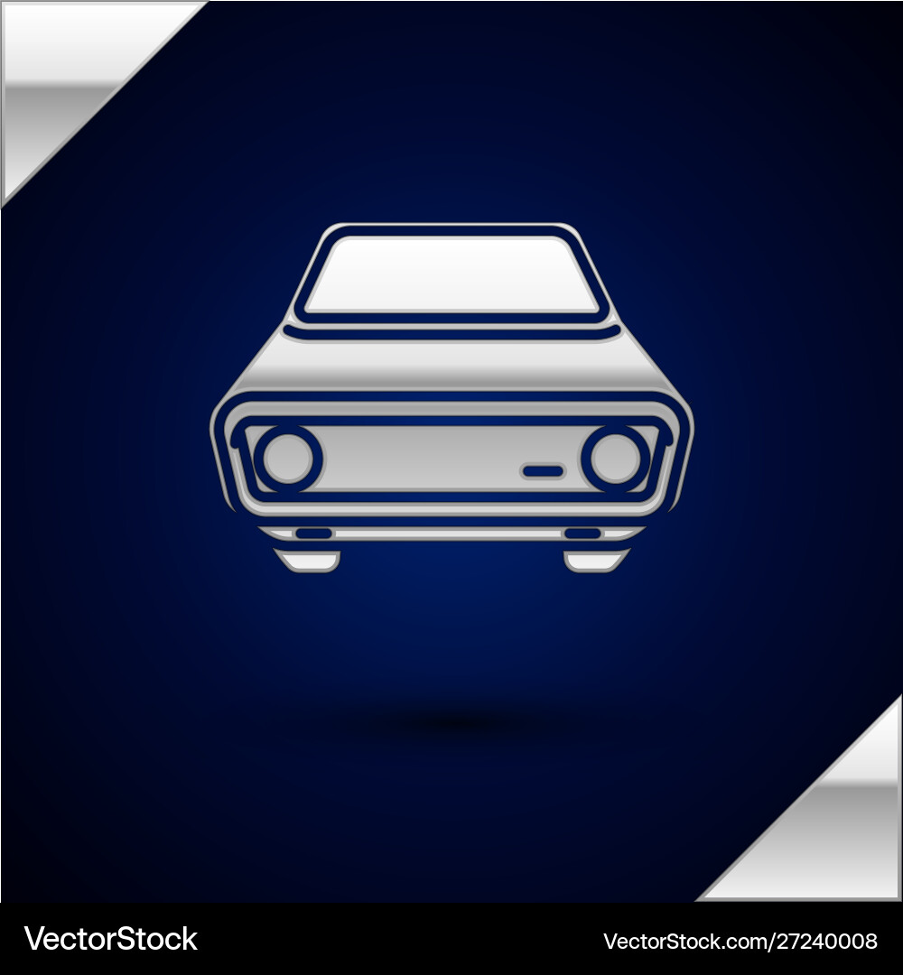 Silver car icon isolated on dark blue background Vector Image