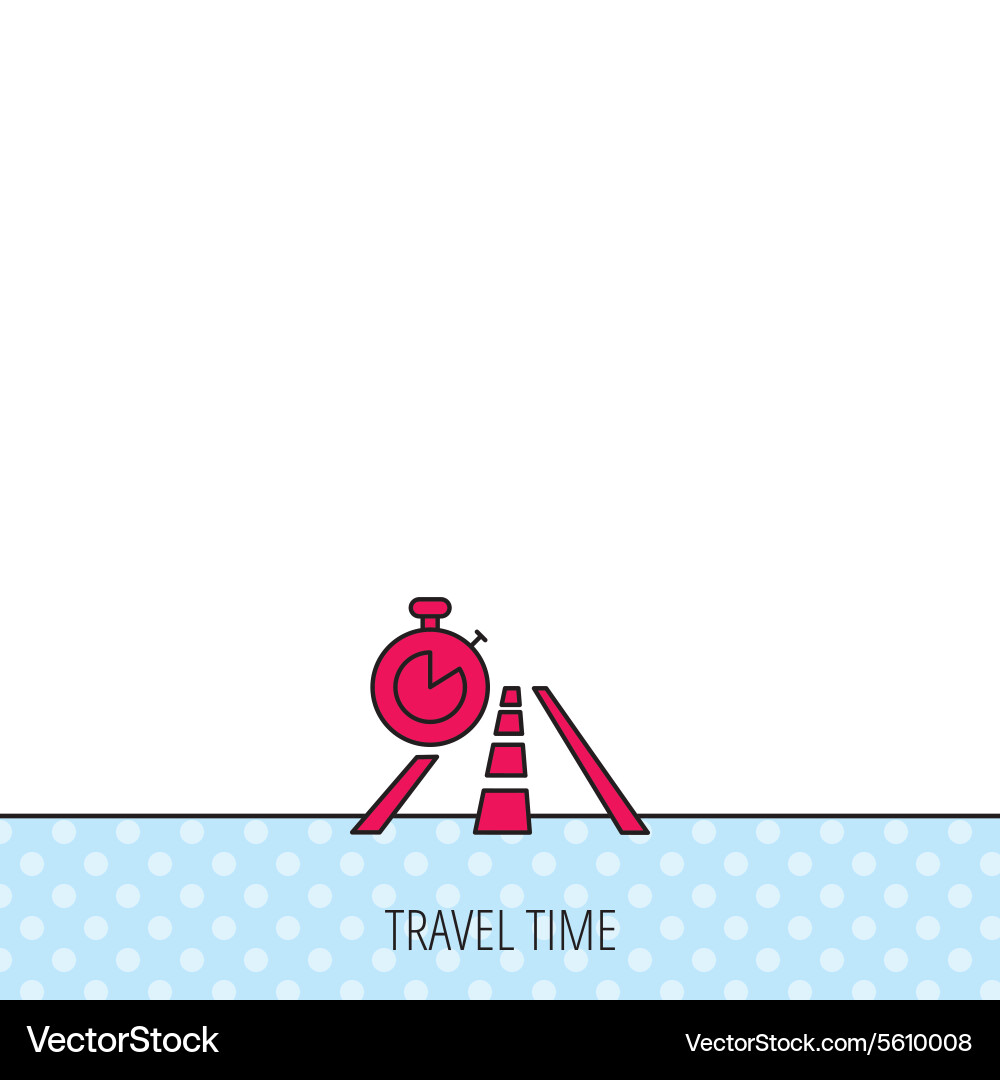 Travel time icon road with timer sign Royalty Free Vector