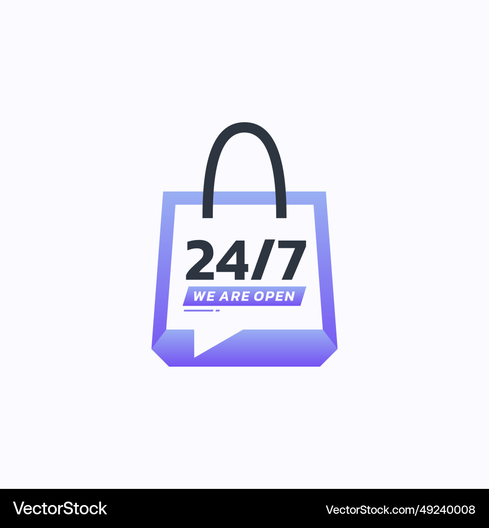 Twenty four hour shop service logo design Vector Image