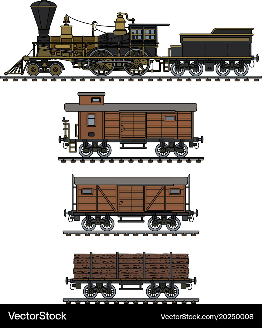 Vintage american steam train Royalty Free Vector Image