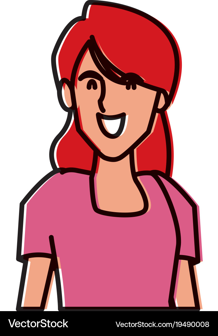 Woman profile smiling cartoon Royalty Free Vector Image