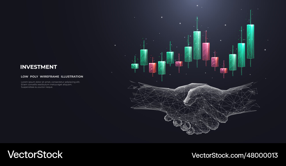 Abstract handshake and colored stock market Vector Image
