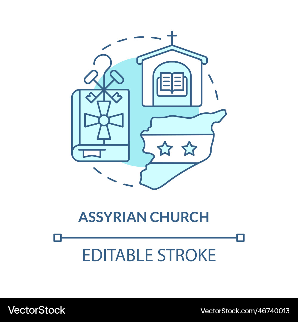 Assyrian church turquoise concept icon Royalty Free Vector
