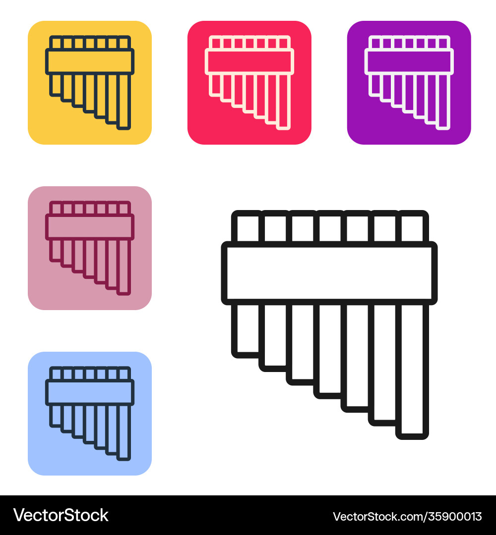 Black line pan flute icon isolated on white Vector Image