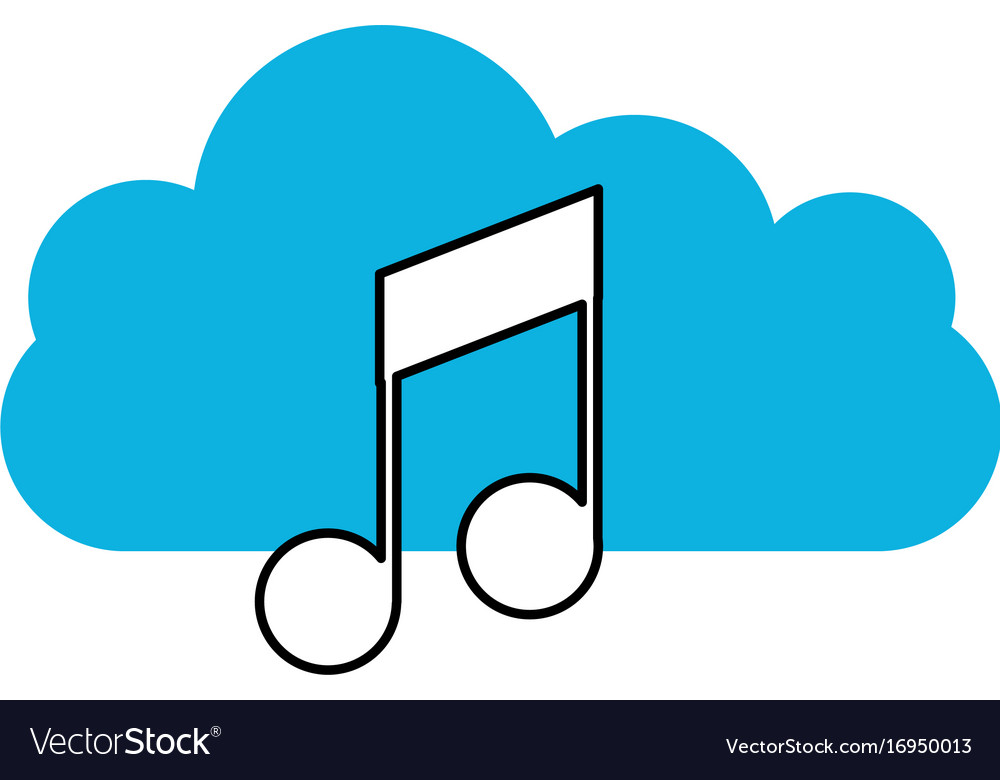 Cloud computing with music note isolated icon Vector Image