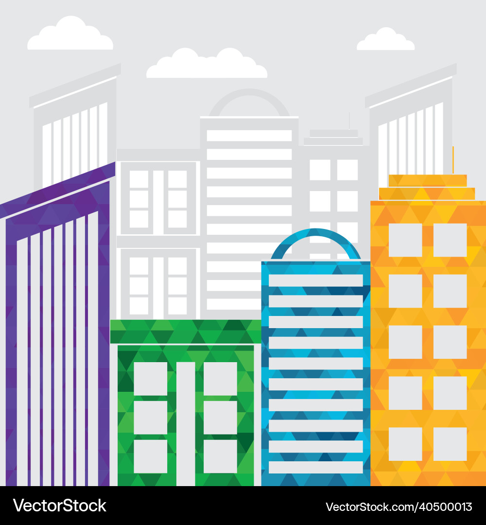 Colorful city buildings Royalty Free Vector Image