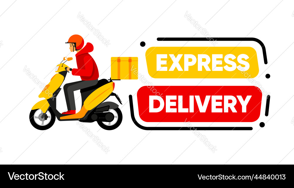Express delivery banner scooter with a man Vector Image
