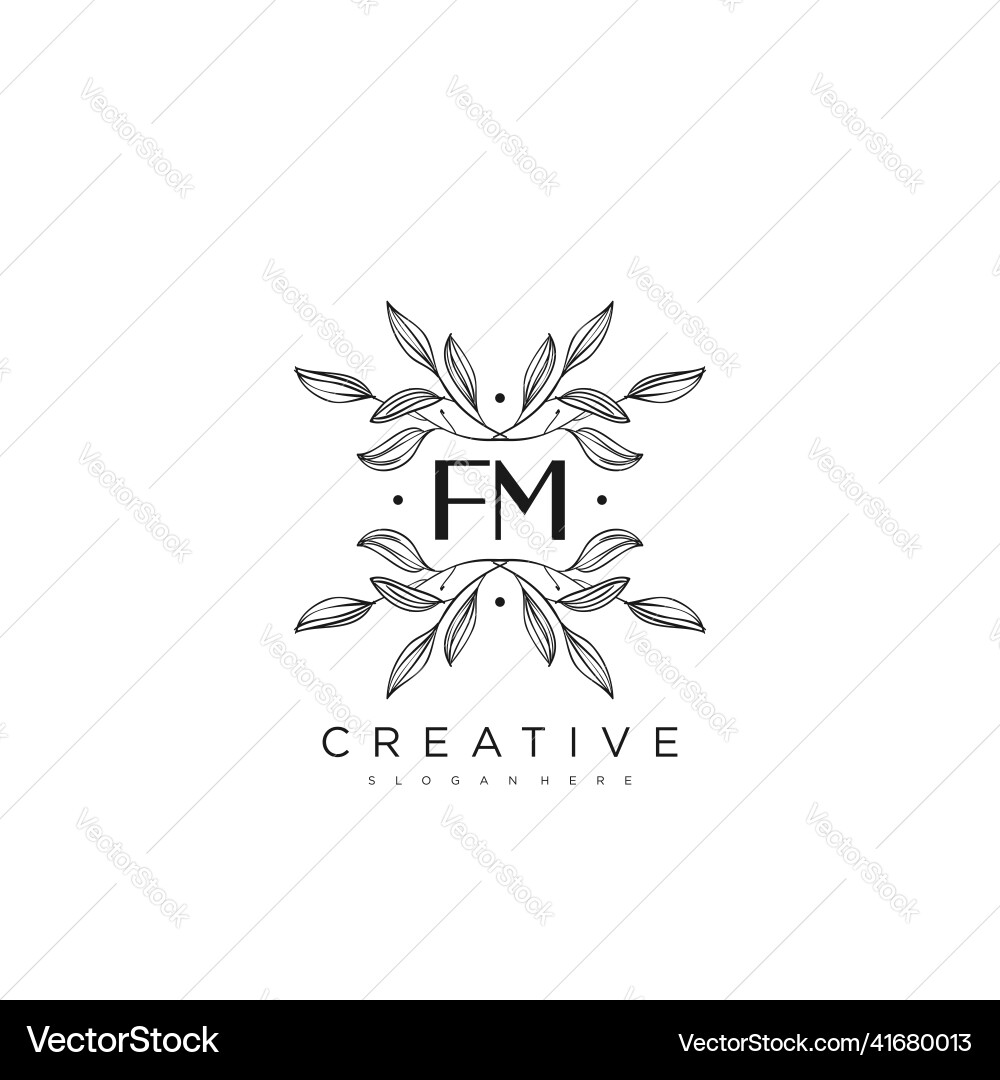 Fm initial letter flower logo template premium art