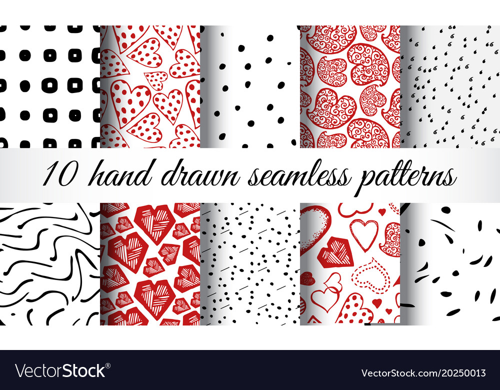 Hand drawn heart seamless pattern Royalty Free Vector Image Hand drawn heart seamless pattern Royalty Free Vector Image