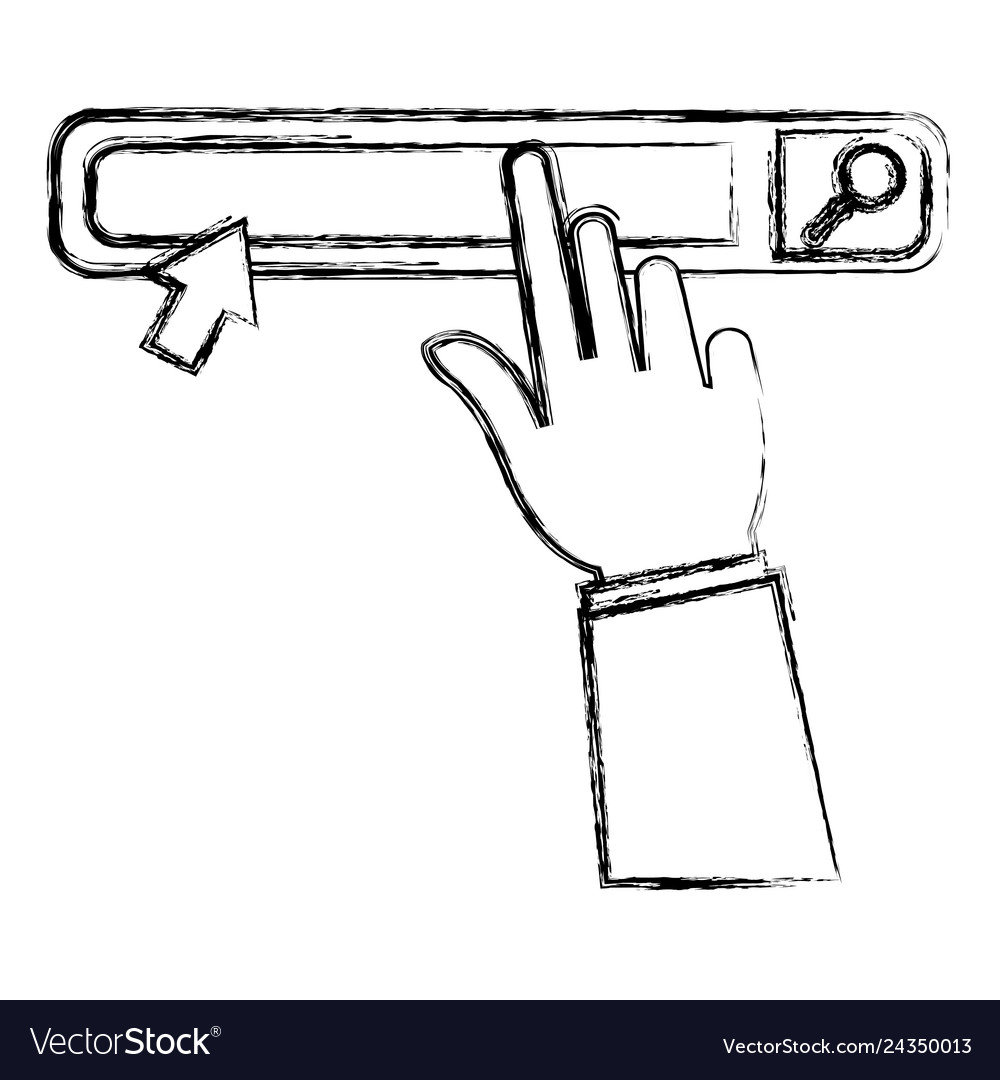 Hand with search bar browser interface Royalty Free Vector