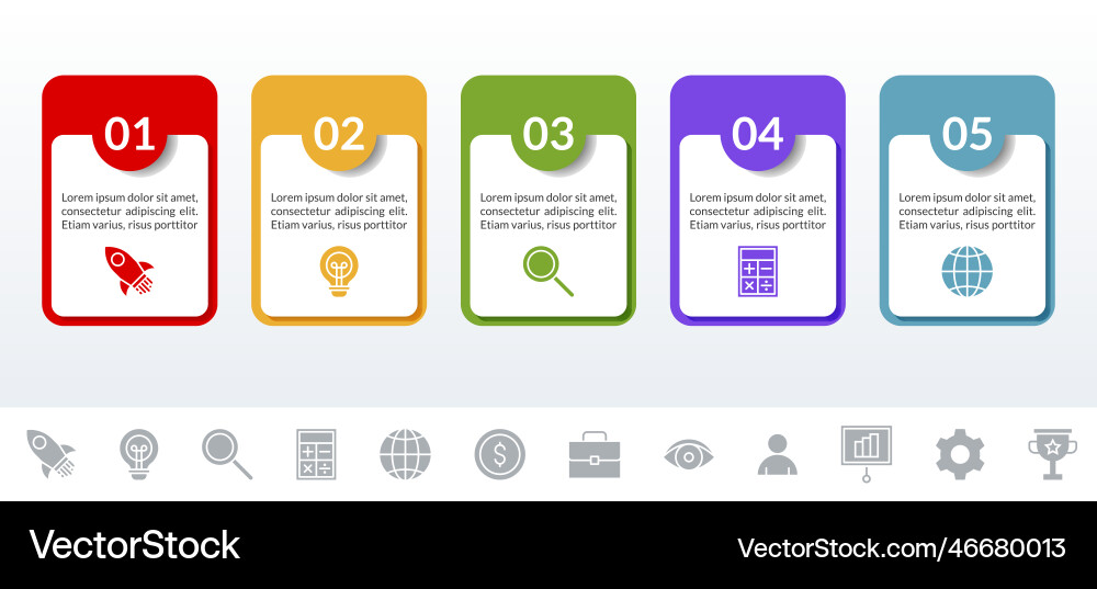 Infographics design template and icons with 5 Vector Image