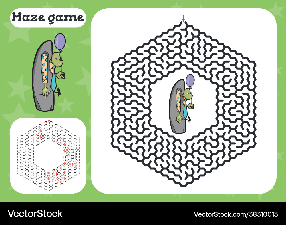Maze game for children cute cartoon worksheet Vector Image