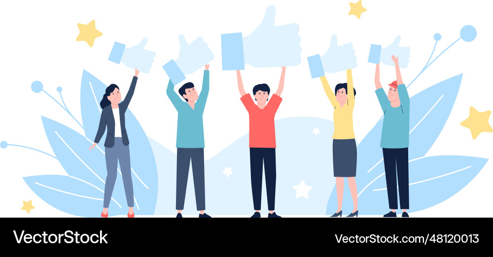 People give likes or rate positive feedback Vector Image