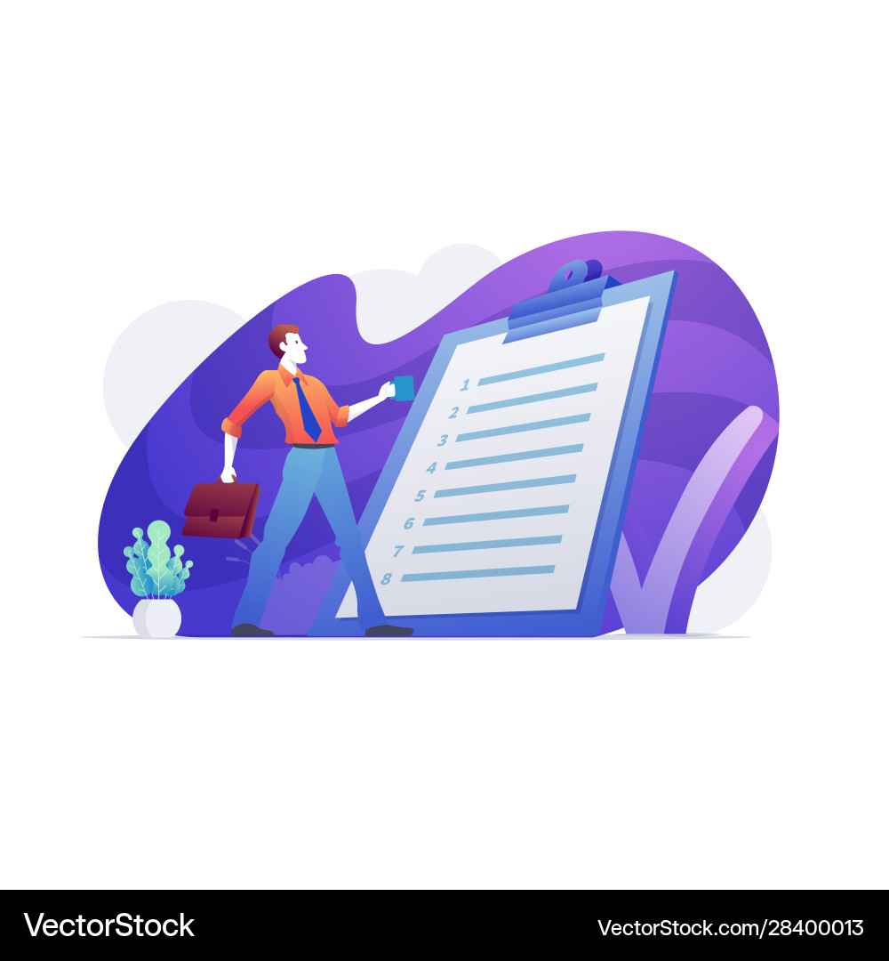 Positive businessman reading business rules Vector Image