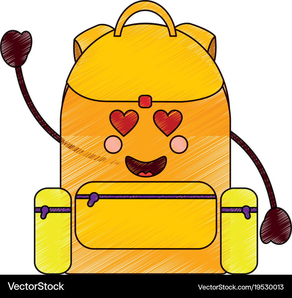 School backpack kawaii cartoon character Vector Image