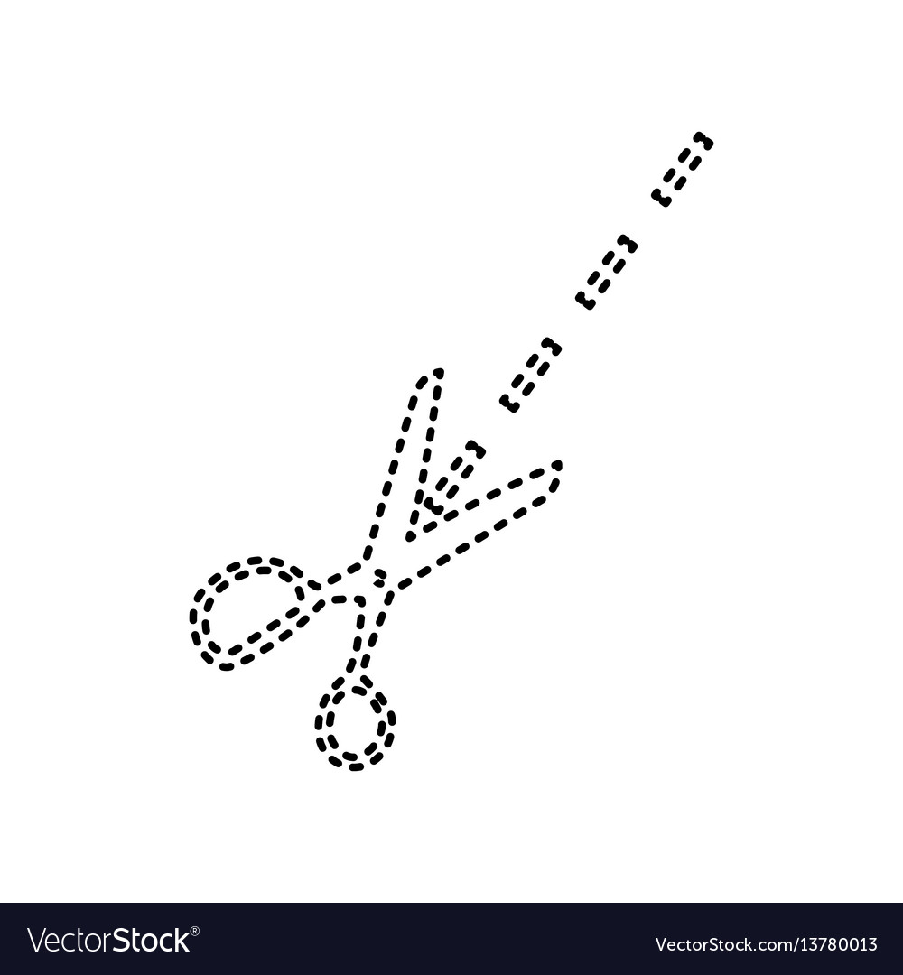 Scissors sign black dashed Royalty Free Vector Image