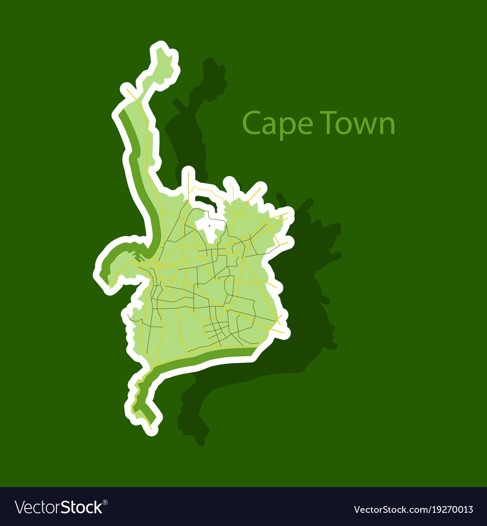 Sticker map capetown Royalty Free Vector Image Sticker map capetown Royalty Free Vector Image