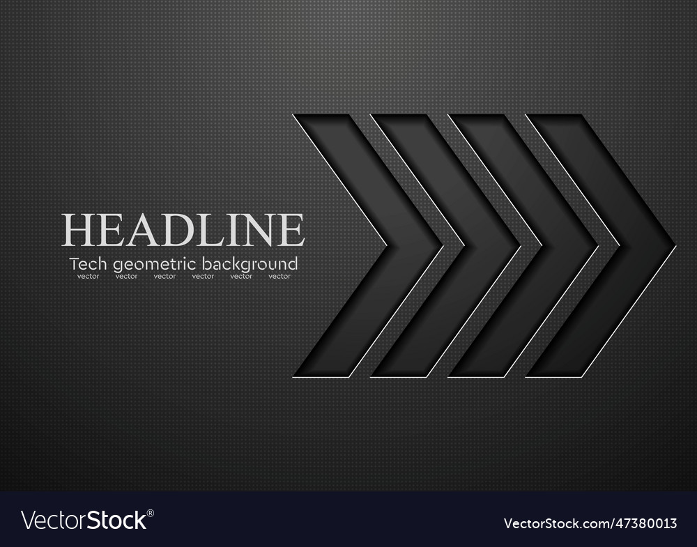 Tech black arrows background Royalty Free Vector Image