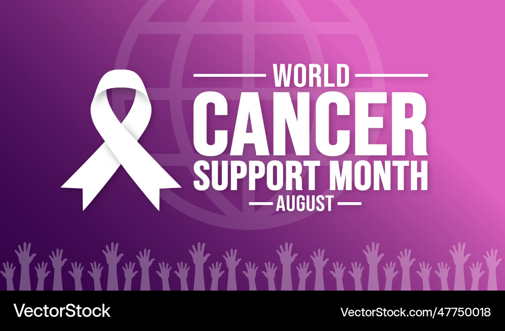 August is world cancer support month background Vector Image