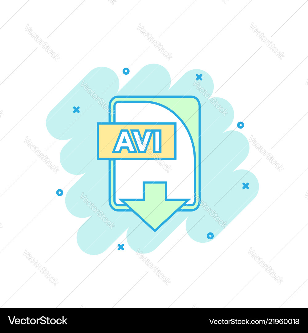 Cartoon colored avi file icon in comic style avi Vector Image