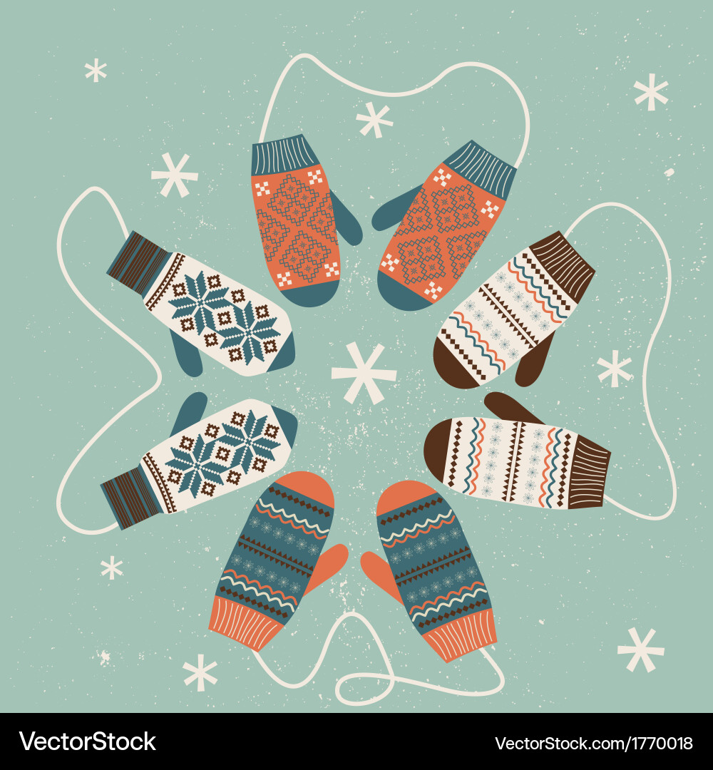 Christmas decoration with mittens Royalty Free Vector Image