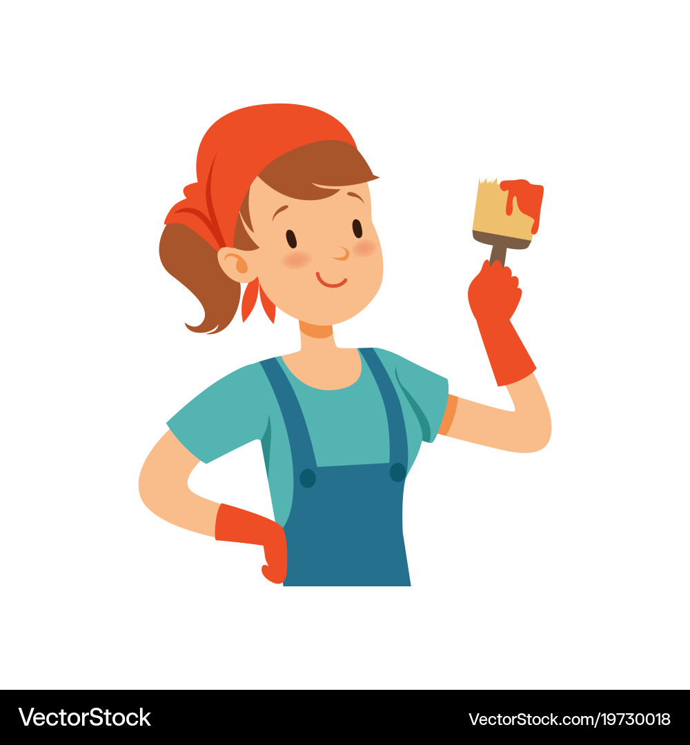Girl painter character young professional paint Vector Image