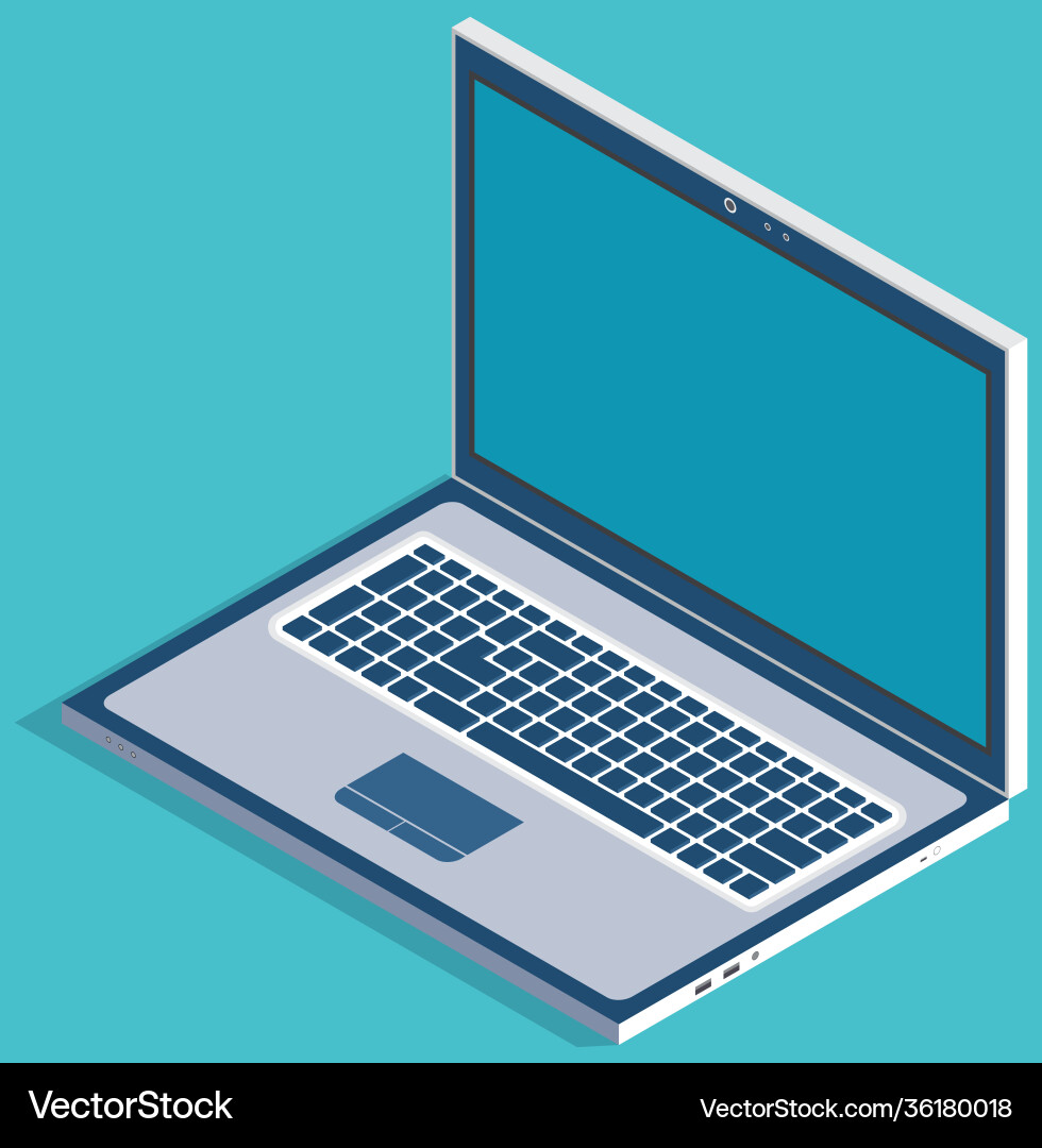 Modern laptop isolated on blue background gray Vector Image